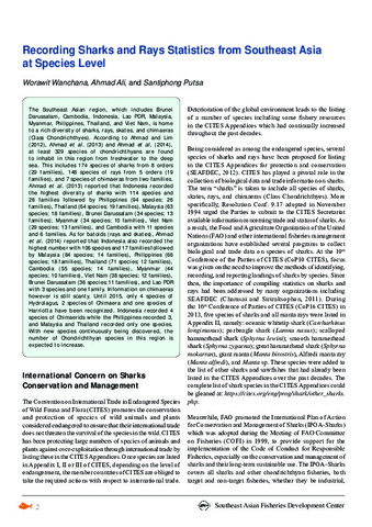 Recording sharks and rays statistics from Southeast Asia at species level